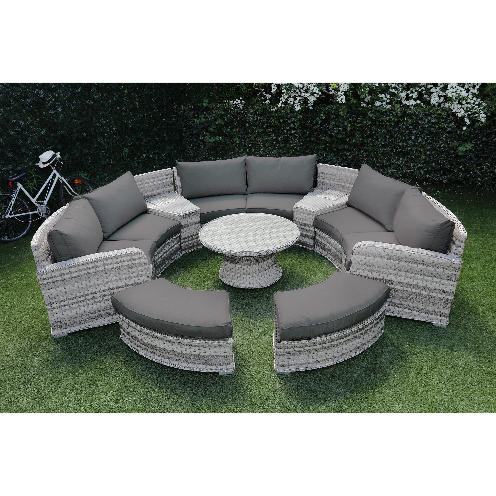 Amalfi Half Moon Grey Rattan Sofa Set – Fitzgeralds Homevalue Dingle