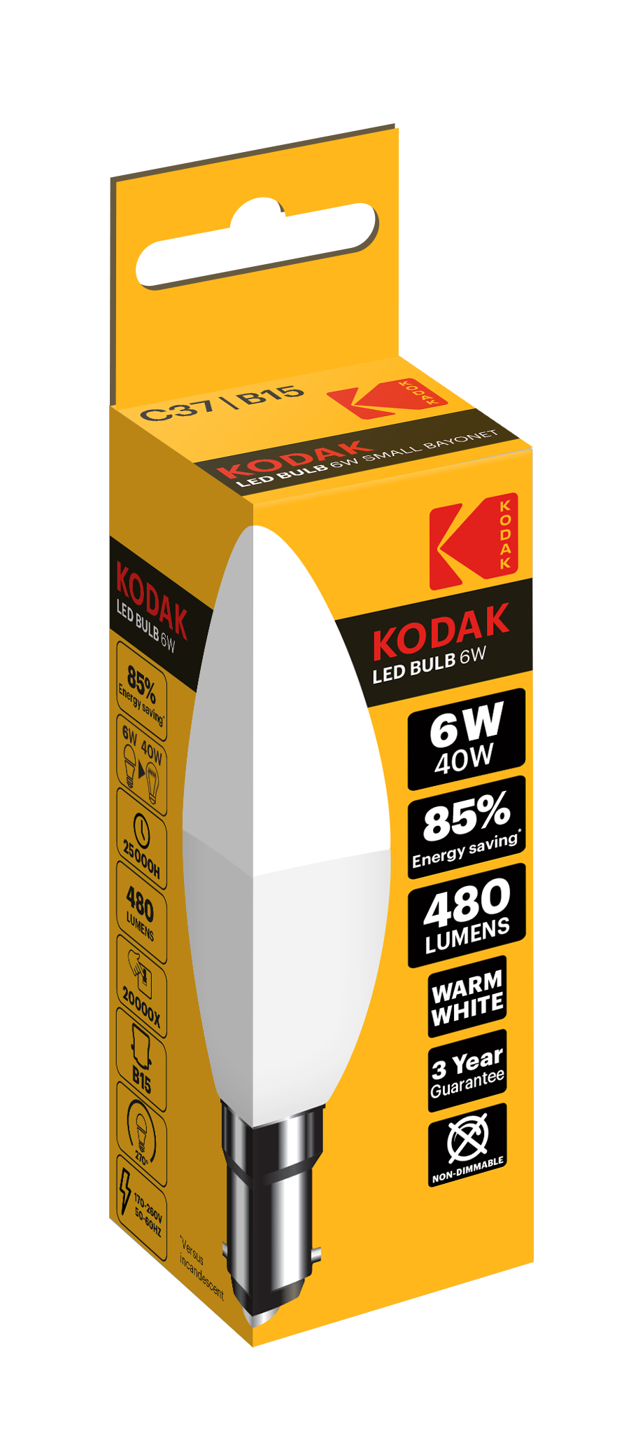 Kodak 2 Pack 6W/40W SBC Led Candle Bulb B15 – Fitzgeralds Homevalue Dingle